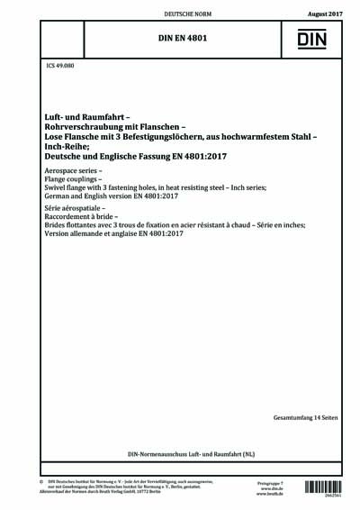 DIN EN 4801:2017 - Aerospace series - Flange couplings - Swivel flange ...