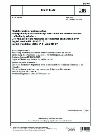 DIN EN 14692:2017 - Flexible sheets for waterproofing - Waterproofing ...