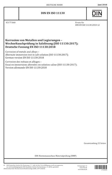 DIN EN ISO 11130:2018 DE - Korrosion von Metallen und Legierungen ...