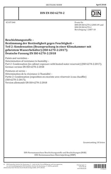 DIN EN ISO 6270-2:2018 DE - Beschichtungsstoffe - Bestimmung der ...