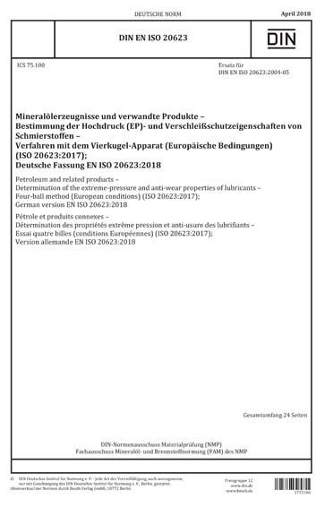DIN EN ISO 20623:2018 DE - Mineralölerzeugnisse und verwandte Produkte ...