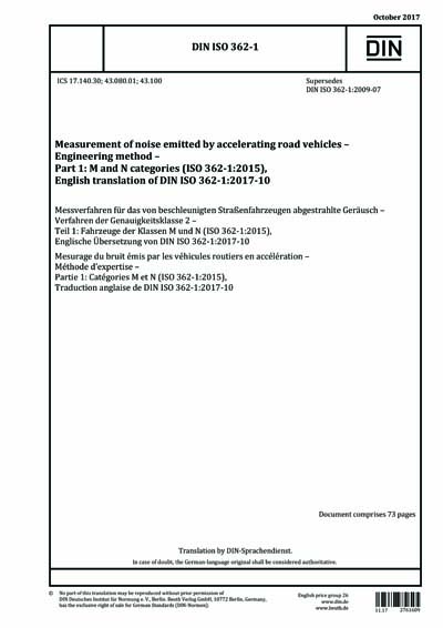 DIN ISO 362-1:2017 - Measurement of noise emitted by accelerating road ...
