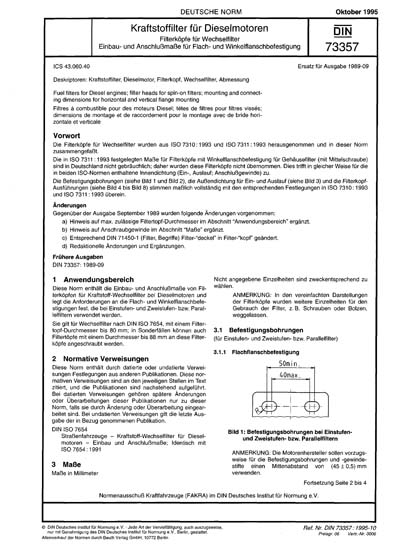 DIN 73357:1995 DE - Kraftstoffilter für Dieselmotoren - Filterköpfe für ...