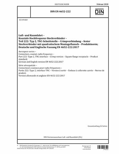 DIN EN 4652-222:2018 - Aerospace series - Connectors, coaxial, radio ...