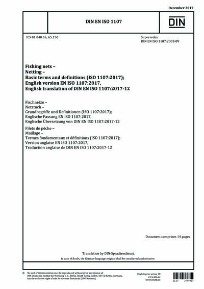 DIN EN ISO 1107:2017 - Fishing nets - Netting - Basic terms and ...