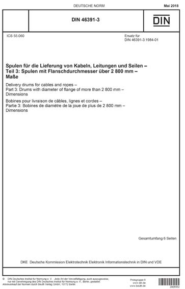 DIN 46391-3:2018 DE - Spulen für die Lieferung von Kabeln, Leitungen ...