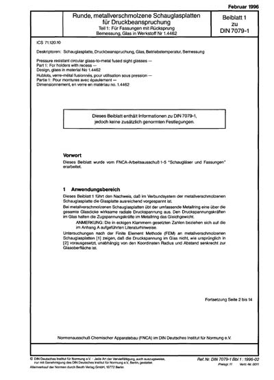 DIN 7079-1 Beiblatt 1:1996 DE - Runde, metallverschmolzene ...