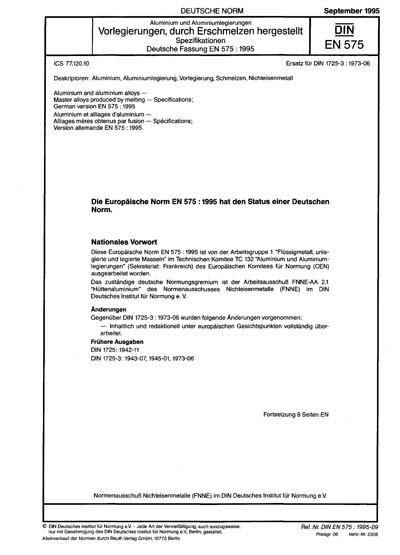 DIN EN 575:1995 DE - Aluminium und Aluminiumlegierungen ...