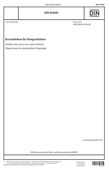 DIN 82048:2018 DE - Kreuzkloben für Hangerkloben (Foreign Standard)
