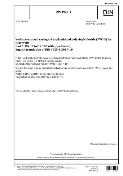 DIN 4925-1:2017 - Well screens and casings of unplasticized ...