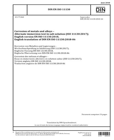 DIN EN ISO 11130:2018 - Corrosion of metals and alloys - Alternate ...