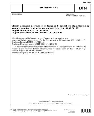 DIN EN ISO 11295:2018 - Classification and information on design and ...