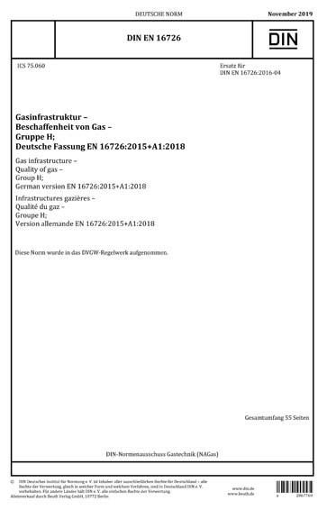 DIN EN 16726:2019 DE - Gasinfrastruktur - Beschaffenheit von Gas ...