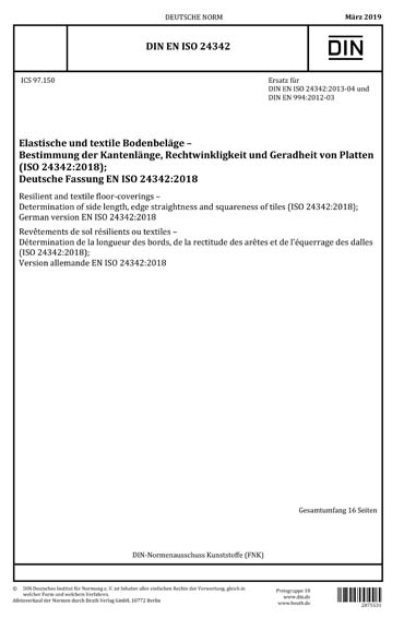 DIN EN ISO 24342:2019 DE - Elastische und textile Bodenbeläge ...