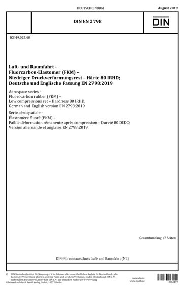 DIN EN 2798:2019 DE - Luft- und Raumfahrt - Fluorcarbon-Elastomer (FKM ...