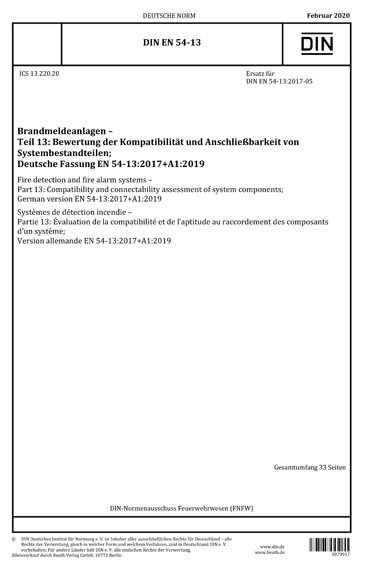 DIN EN 54-13:2020 DE - Brandmeldeanlagen - Teil 13: Bewertung der ...