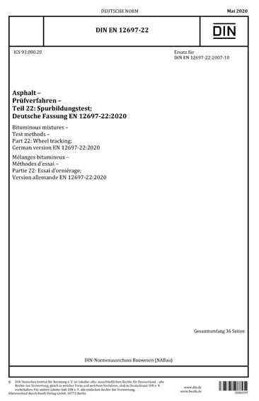DIN EN 12697-22:2020 DE - Asphalt - Prüfverfahren - Teil 22 ...