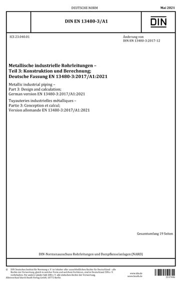 DIN EN 13480-3/A1:2021 DE - Metallische industrielle Rohrleitungen ...