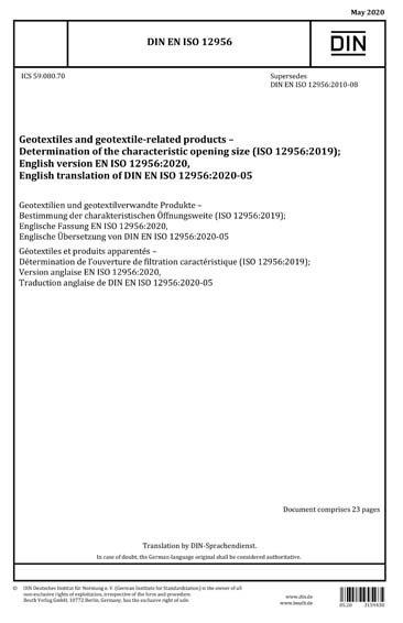DIN EN ISO 12956:2020 - Geotextiles and geotextile-related products ...