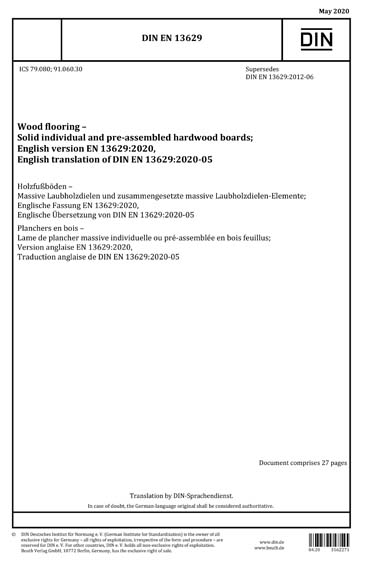 DIN EN 13629:2020 - Wood flooring - Solid individual and pre-assembled ...