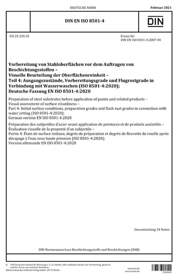 DIN EN ISO 8501-4:2021 DE - Vorbereitung von Stahloberflächen vor dem ...