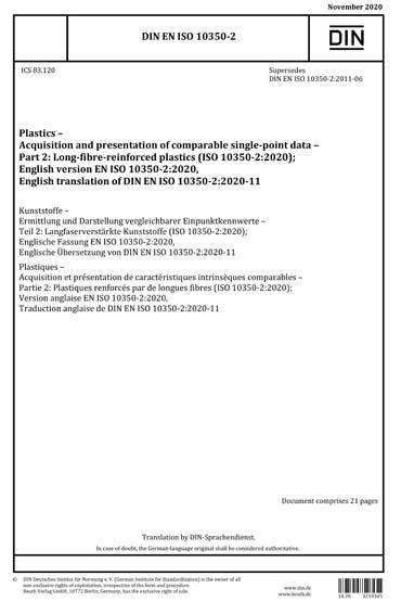 DIN EN ISO 10350-2:2020 - Plastics - Acquisition and presentation of ...