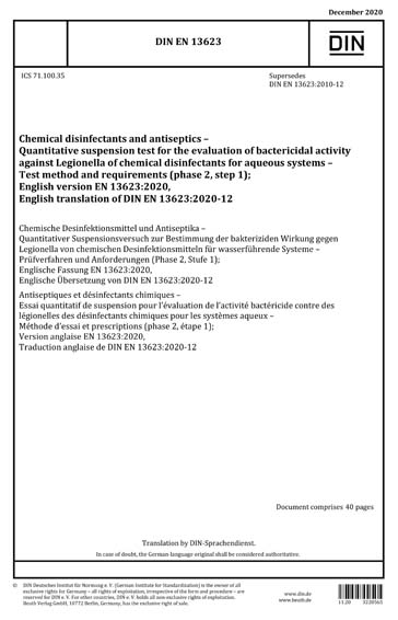 DIN EN 13623:2020 - Chemical disinfectants and antiseptics ...