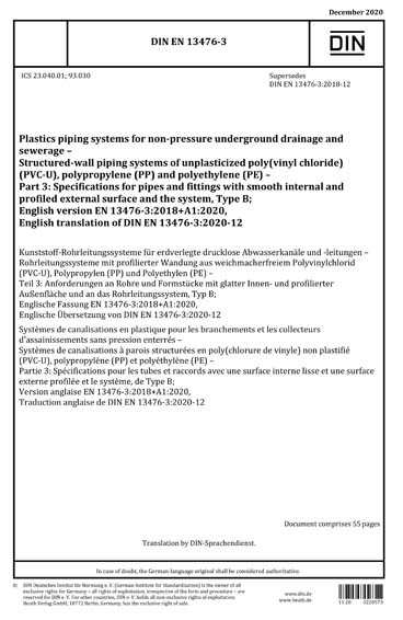 DIN EN 13476-3:2020 - Plastics piping systems for non-pressure ...