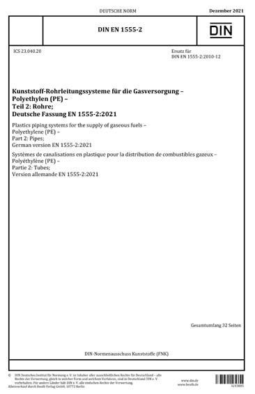 DIN EN 1555-2:2021 DE - Kunststoff-Rohrleitungssysteme für die ...