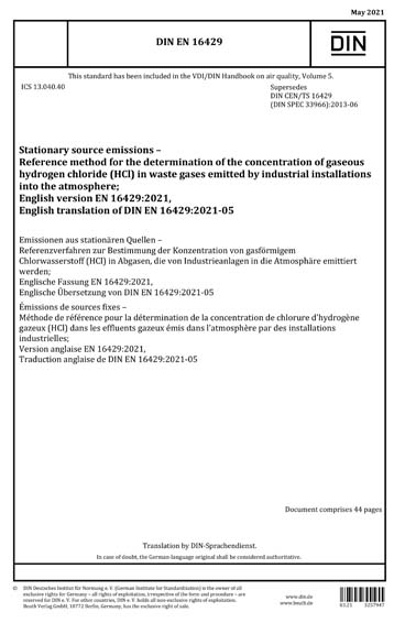 DIN EN 16429:2021 - Stationary source emissions - Reference method for ...