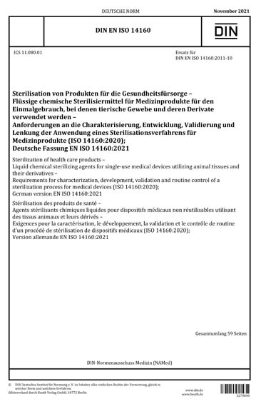 DIN EN ISO 14160:2021 DE - Sterilisation von Produkten für die ...