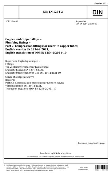 DIN EN 1254-2:2021 - Copper and copper alloys - Plumbing fittings ...