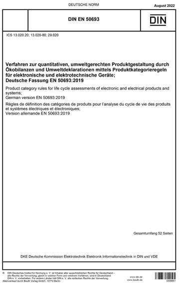 DIN EN 50693:2022 DE - Verfahren zur quantitativen, umweltgerechten ...