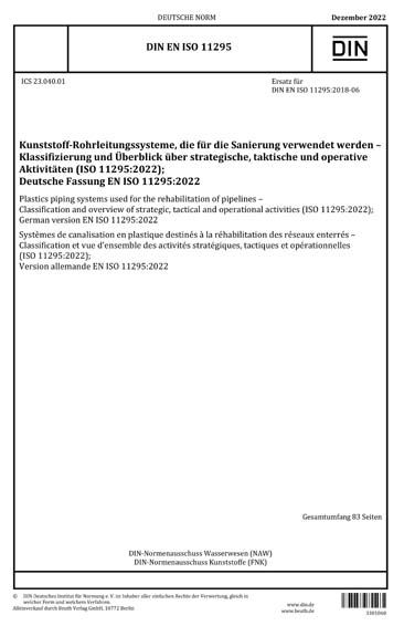 DIN EN ISO 11295:2022 DE - Kunststoff-Rohrleitungssysteme, die für die ...