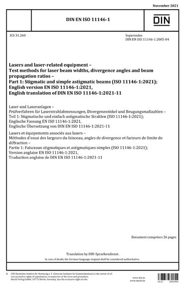 DIN EN ISO 11146-1:2021 - Lasers and laser-related equipment - Test ...