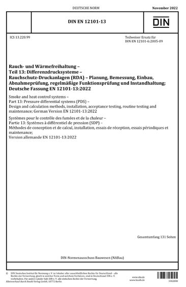 DIN EN 12101-13:2022 DE - Rauch- und Wärmefreihaltung - Teil 13 ...