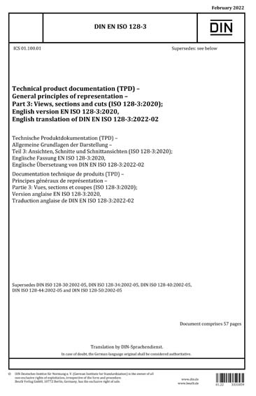 DIN EN ISO 128-3:2022 - Technical product documentation (TPD) - General ...