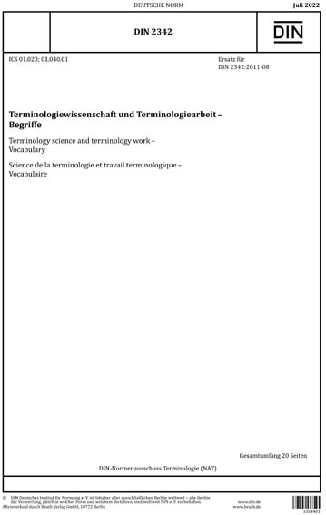 DIN 2342:2022 DE - Terminologiewissenschaft und Terminologiearbeit ...