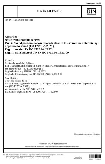 DIN EN ISO 17201-6:2022 - Acoustics - Noise from shooting ranges - Part ...