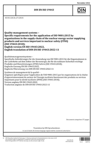 DIN EN ISO 19443:2022 - Quality management systems - Specific ...