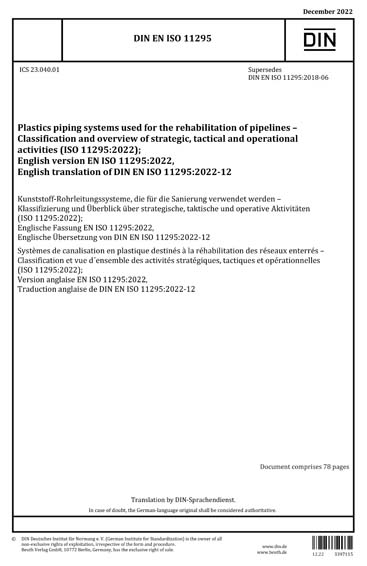 DIN EN ISO 11295:2022 - Plastics piping systems used for the ...