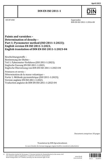 DIN EN ISO 2811-1:2023 - Paints and varnishes - Determination of ...