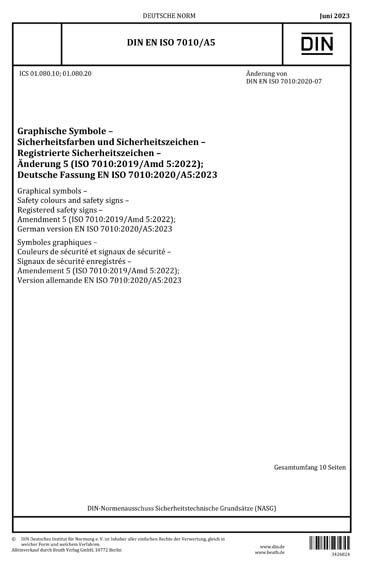 DIN EN ISO 7010/A5:2023 DE - Graphische Symbole - Sicherheitsfarben und ...