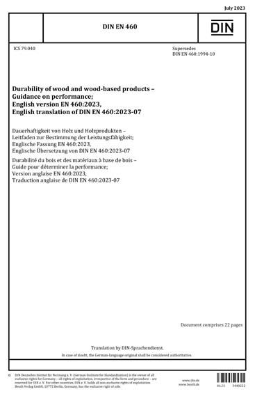 DIN EN 460:2023 - Durability of wood and wood-based products - Guidance ...