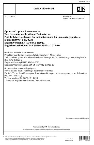 DIN EN ISO 9342-1:2023 - Optics and optical instruments - Test lenses ...