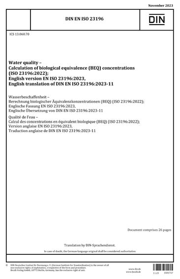 DIN EN ISO 23196:2023 - Water quality - Calculation of biological ...