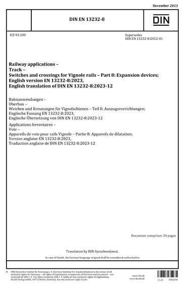 DIN EN 13232-8:2023 - Railway applications - Track - Switches and ...