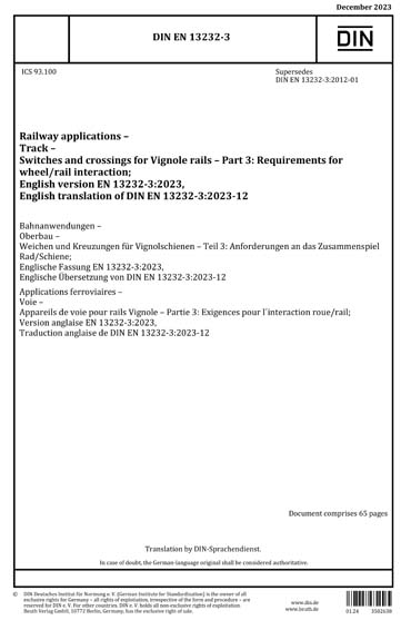 DIN EN 13232-3:2023 - Railway applications - Track - Switches and ...