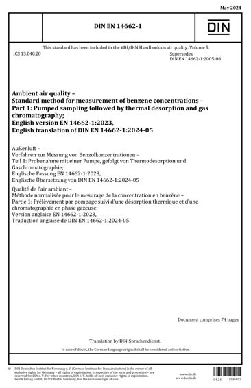 DIN EN 14662-1:2024 - Ambient air quality - Standard method for ...