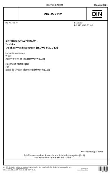 DIN ISO 9649:2024 DE - Metallische Werkstoffe - Draht ...